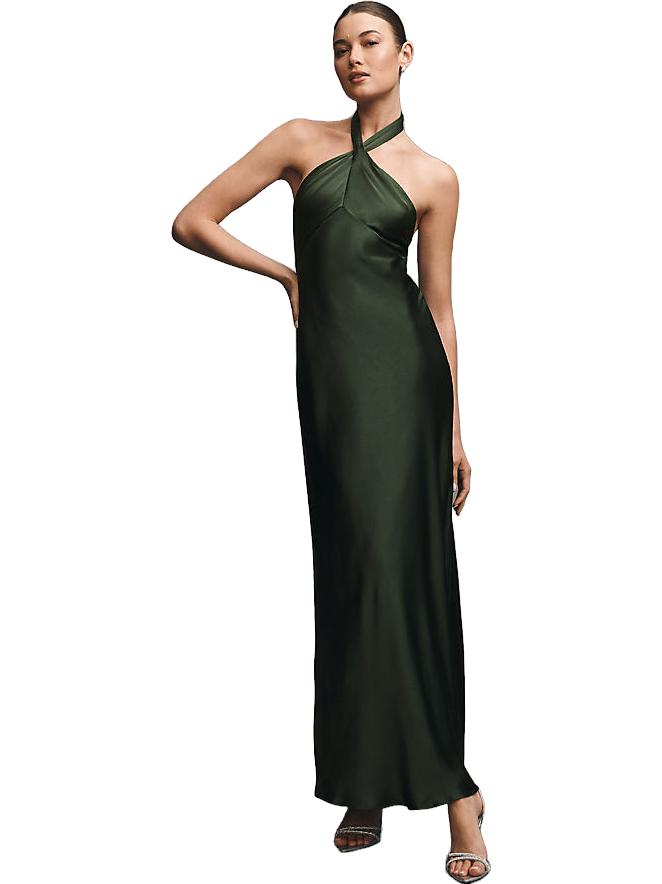 BHLDN BHLDN Selma Halter-Neck Satin Maxi Dress